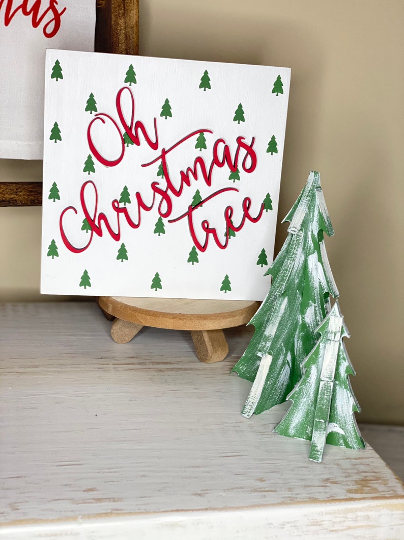 Oh Christmas Tree Sign Tiered Tray Decor Christmas Sign - Etsy