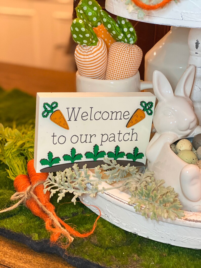 Welcome to Our Patch Signs Spring Decor Tiered Tray Decor - Etsy