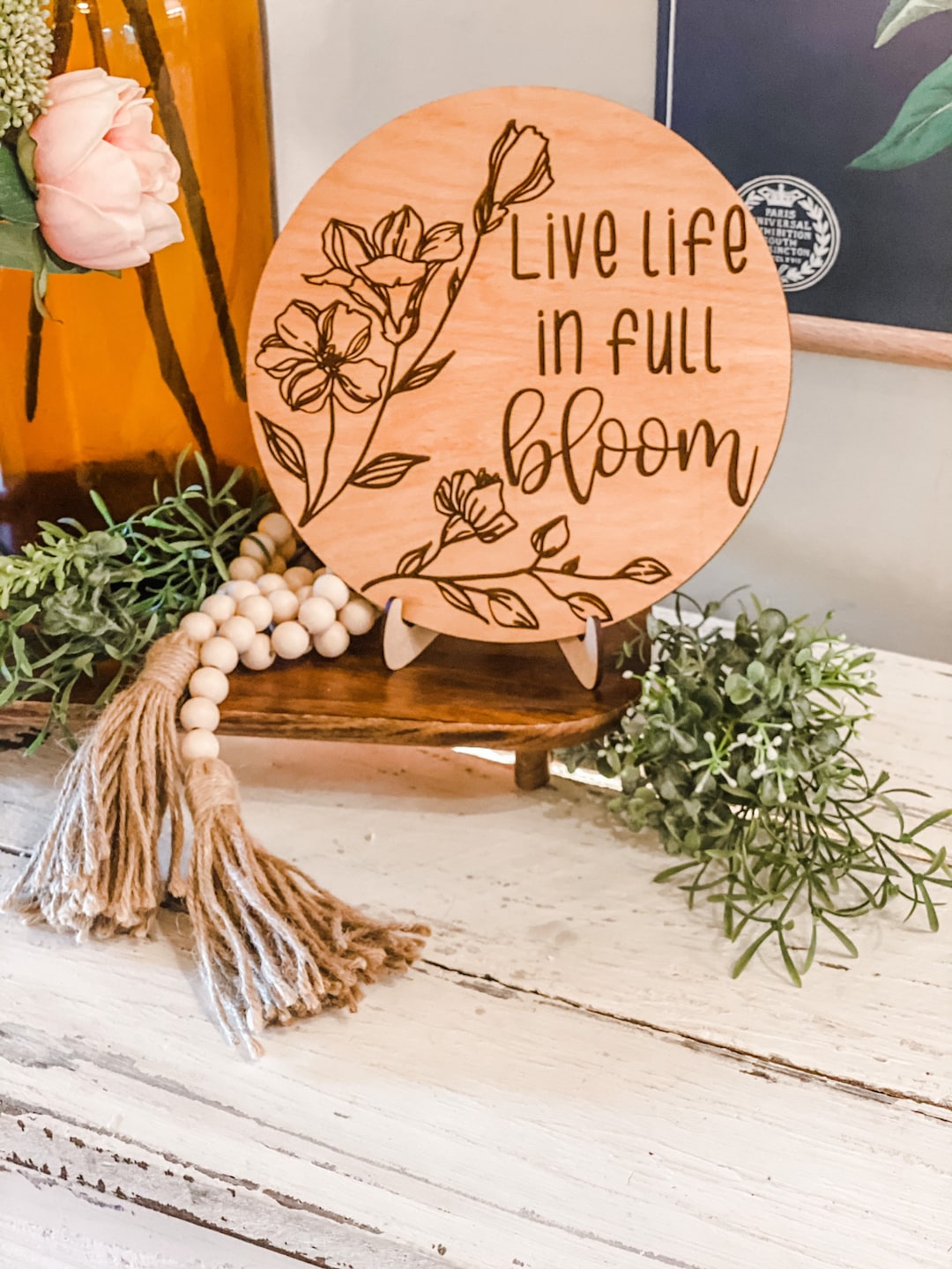 Live Life in Full Bloom, Peony Sign, Spring Sign, Summer Sign, Bloom ...