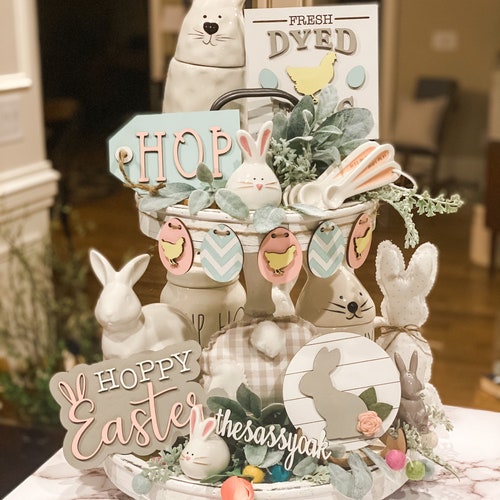 Hello Spring Sign / Easter Decor / Tiered Tray Decor / - Etsy