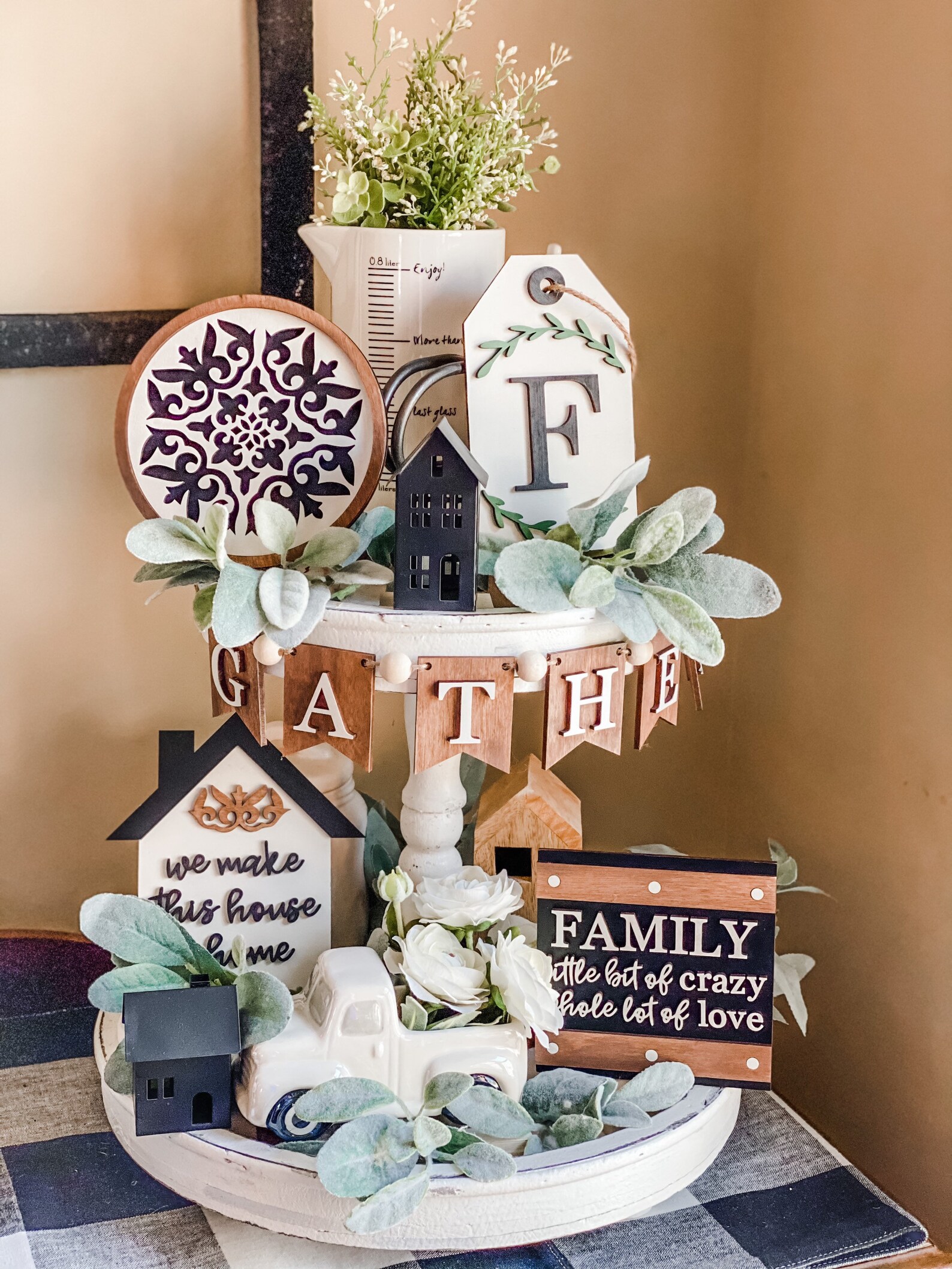 Gather Banner Neutral Tiered Tray Decor Tiered Tray Decor - Etsy