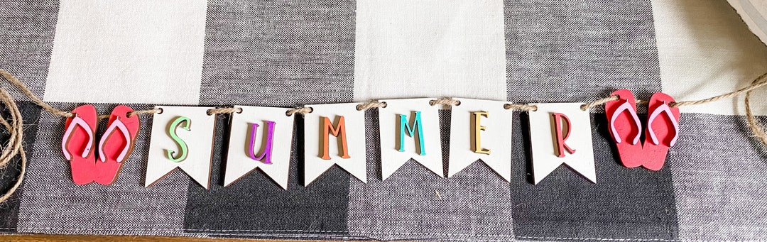 Summer Banner, Summer Tiered Tray Decor, Flip Flop Banner, Tiered Tray ...