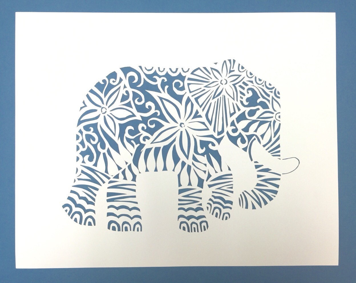 Elephant Paper Cut - Etsy