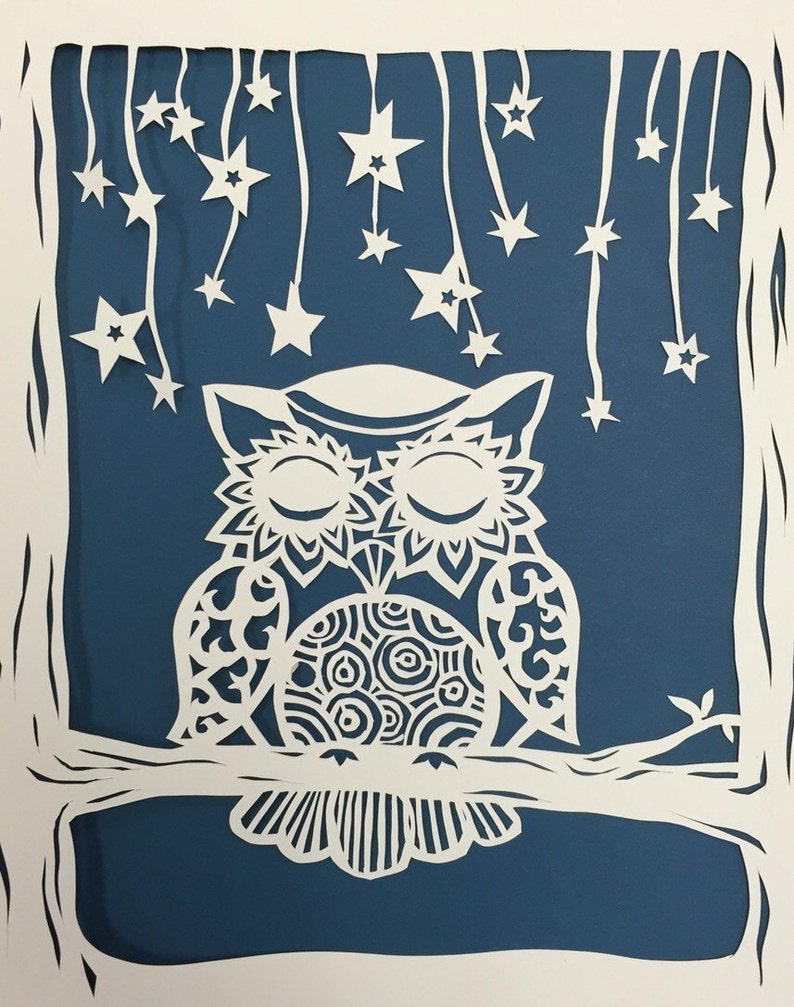 Owl Under the Stars Papercut - Etsy