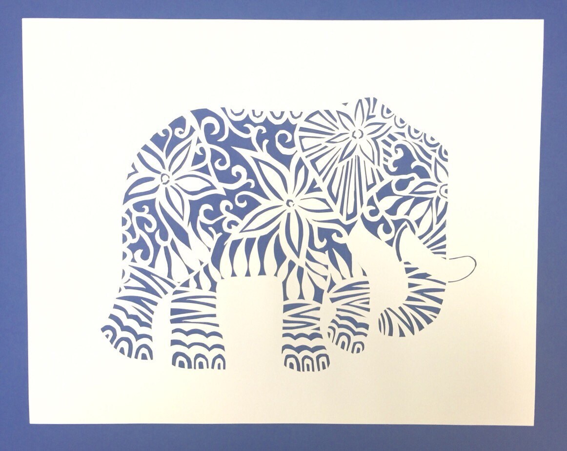 Elephant Paper Cut - Etsy