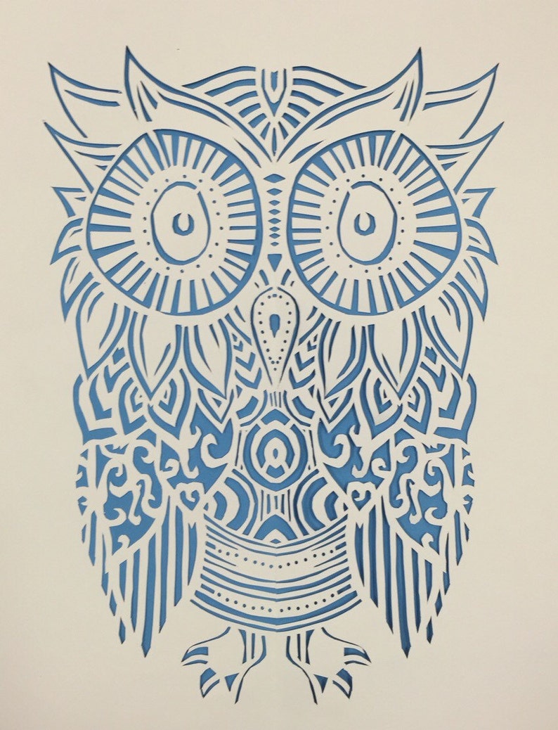 Owl Paper Cut Etsy