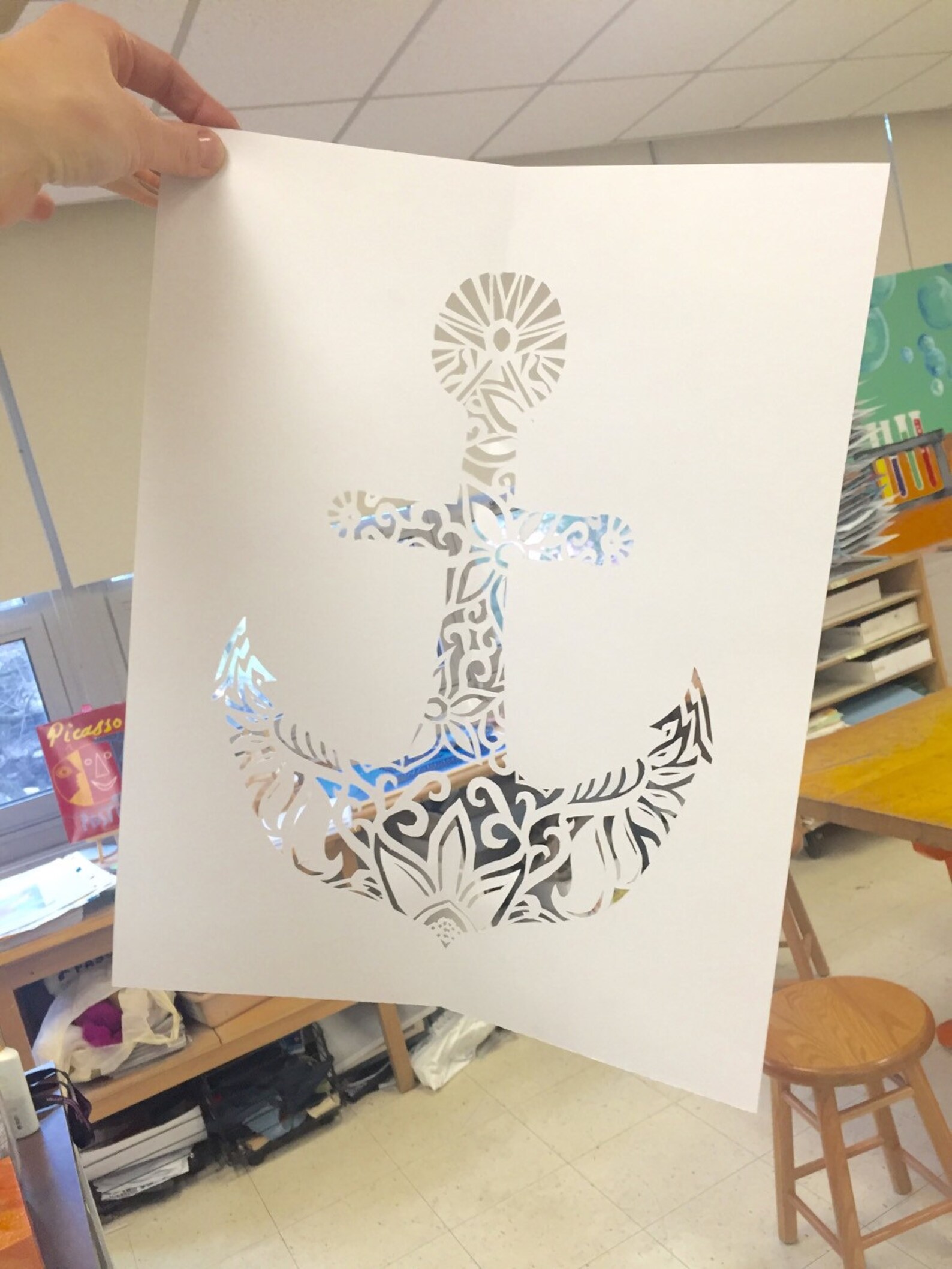 Anchor Paper Cut: Beach House Decoration Nursery Art Great - Etsy