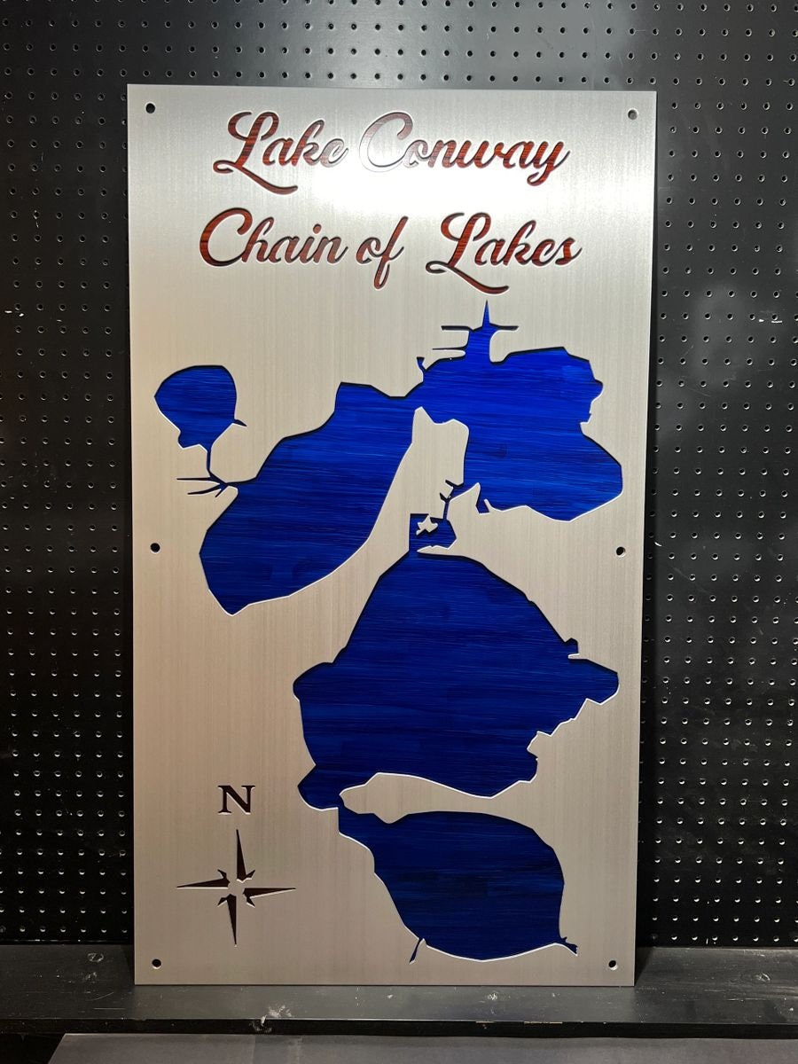 Conway Chain of Lakes Metal Lake Map - Etsy