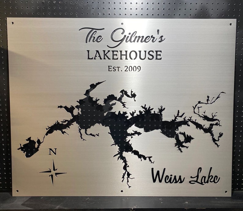 Weiss Lake Metal Lake Map - Etsy