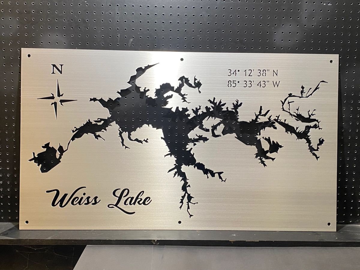 Weiss Lake Metal Lake Map - Etsy