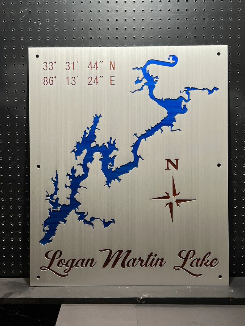 Lake Logan Martin Metal Lake Map - Etsy