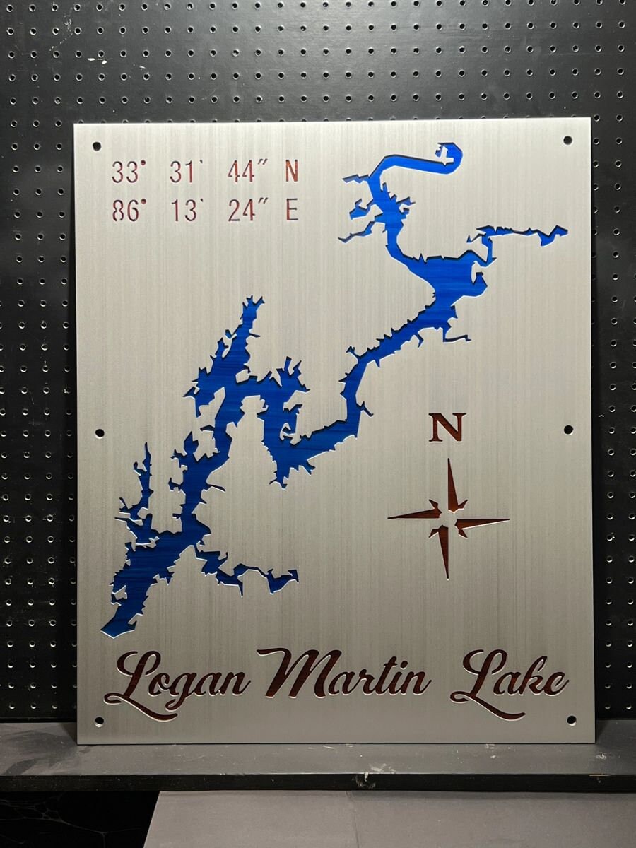 Lake Logan Martin Metal Lake Map - Etsy