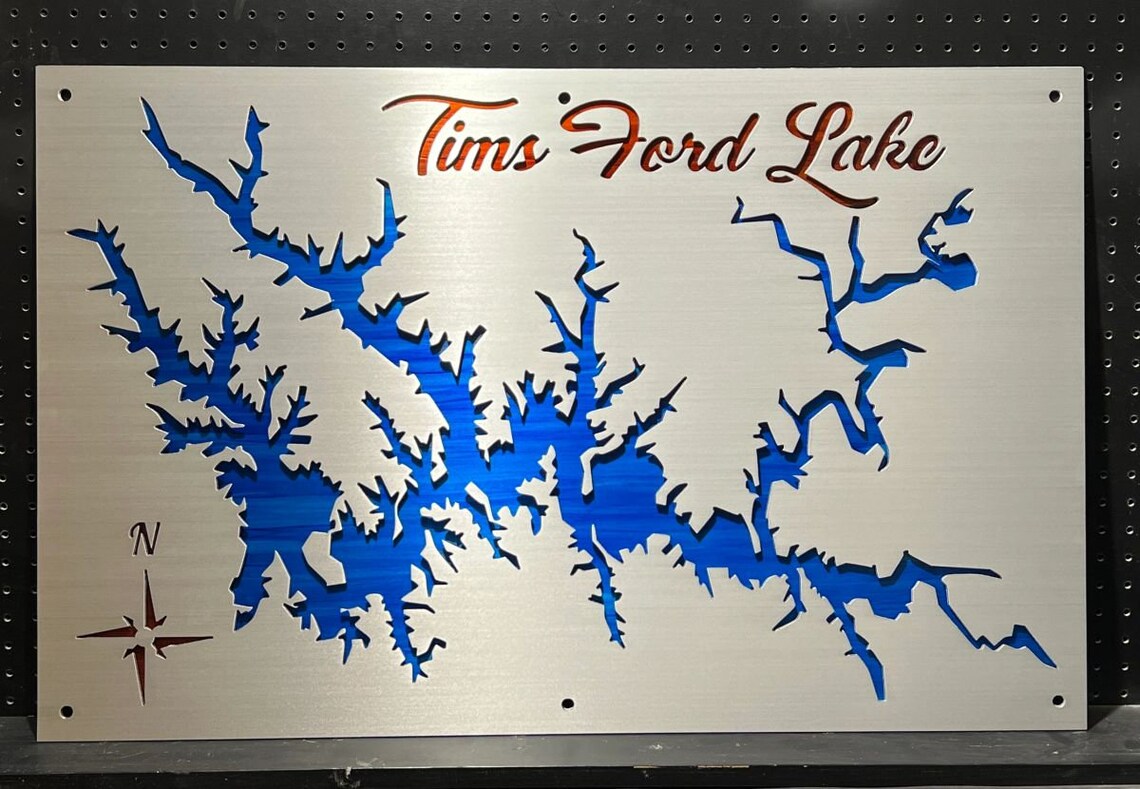 Tims Ford Lake Metal Map | Etsy