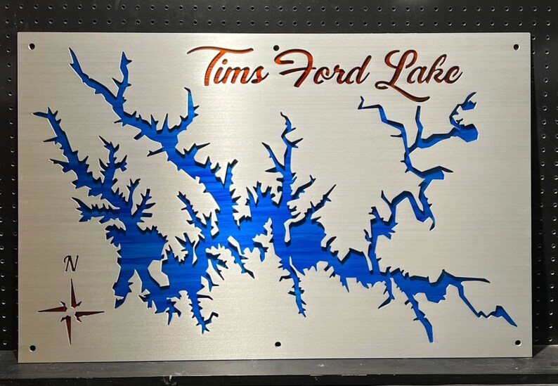Tims Ford Lake Metal Map - Etsy