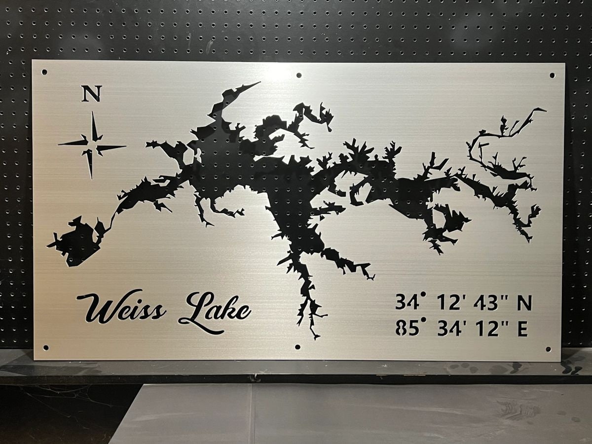 Weiss Lake Metal Lake Map - Etsy
