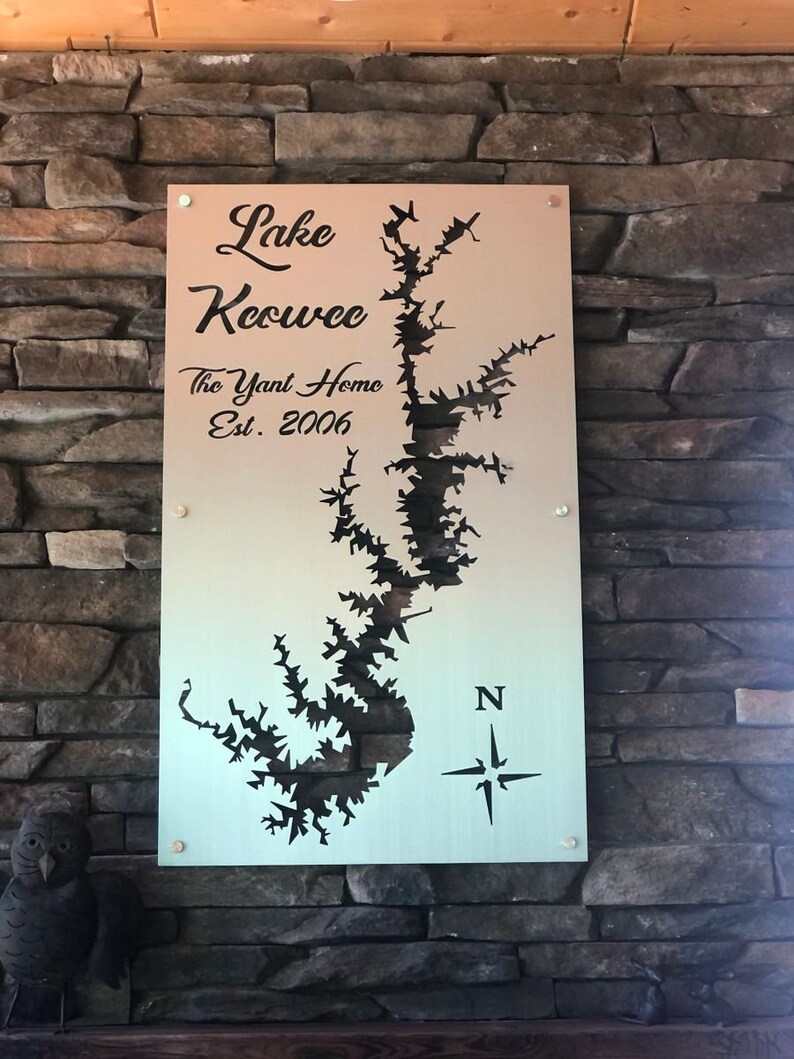 Lake Keowee Metal Lake Map - Etsy