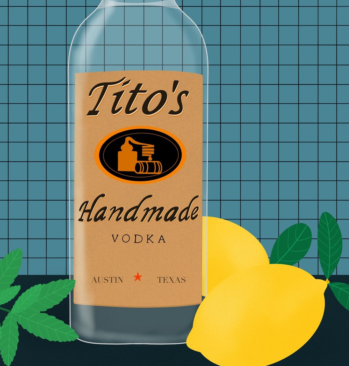 Titos Vodka Illustration Print Titos Bottle Art Print Titos | Etsy