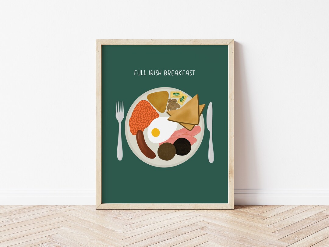 Irish Breakfast Illustration Print, Irish Fry Drawing, Ireland Wall Art ...