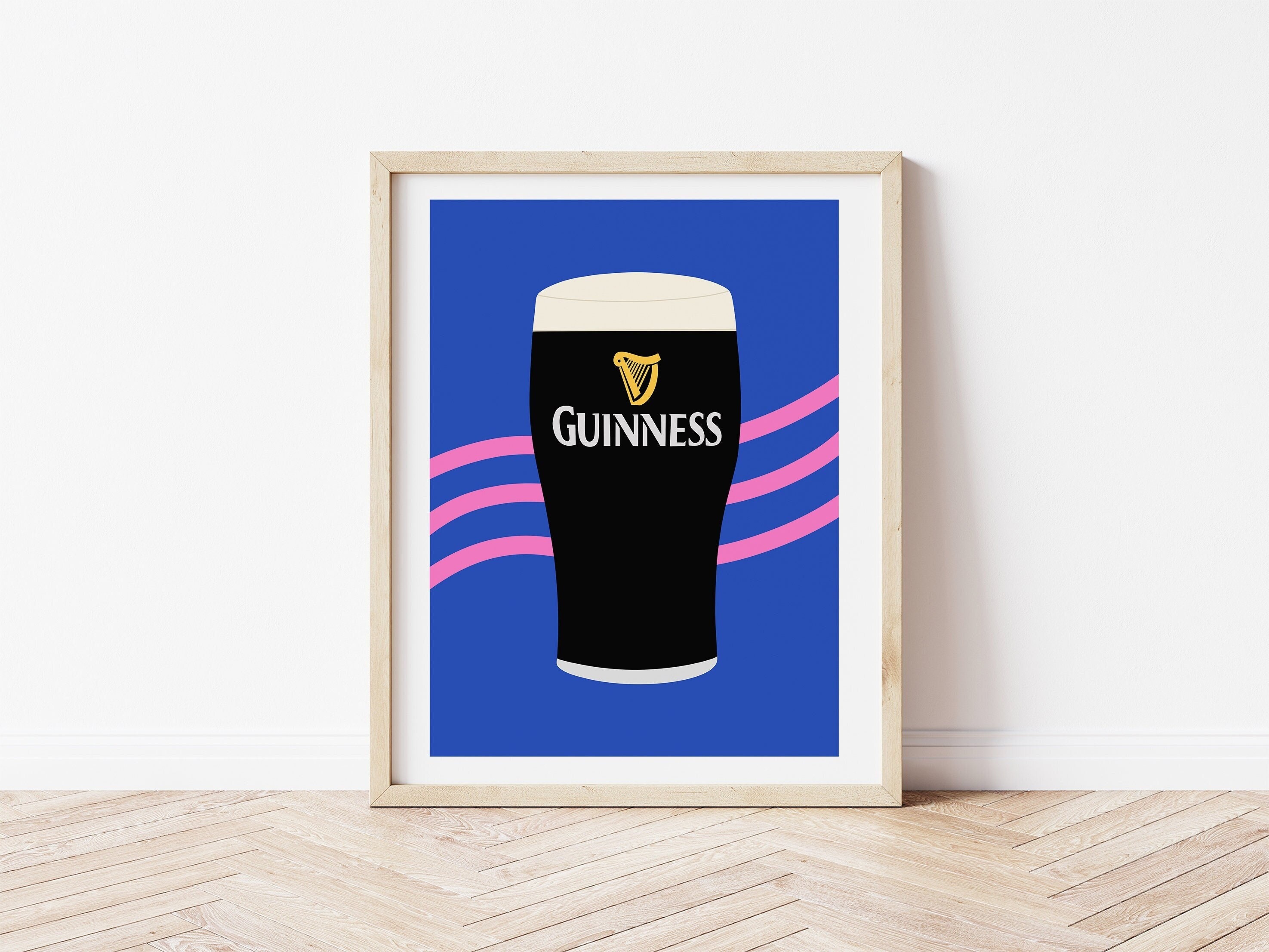Guinness Illustration Print, Pint of Guinness, Irish Beer, Trendy Home ...