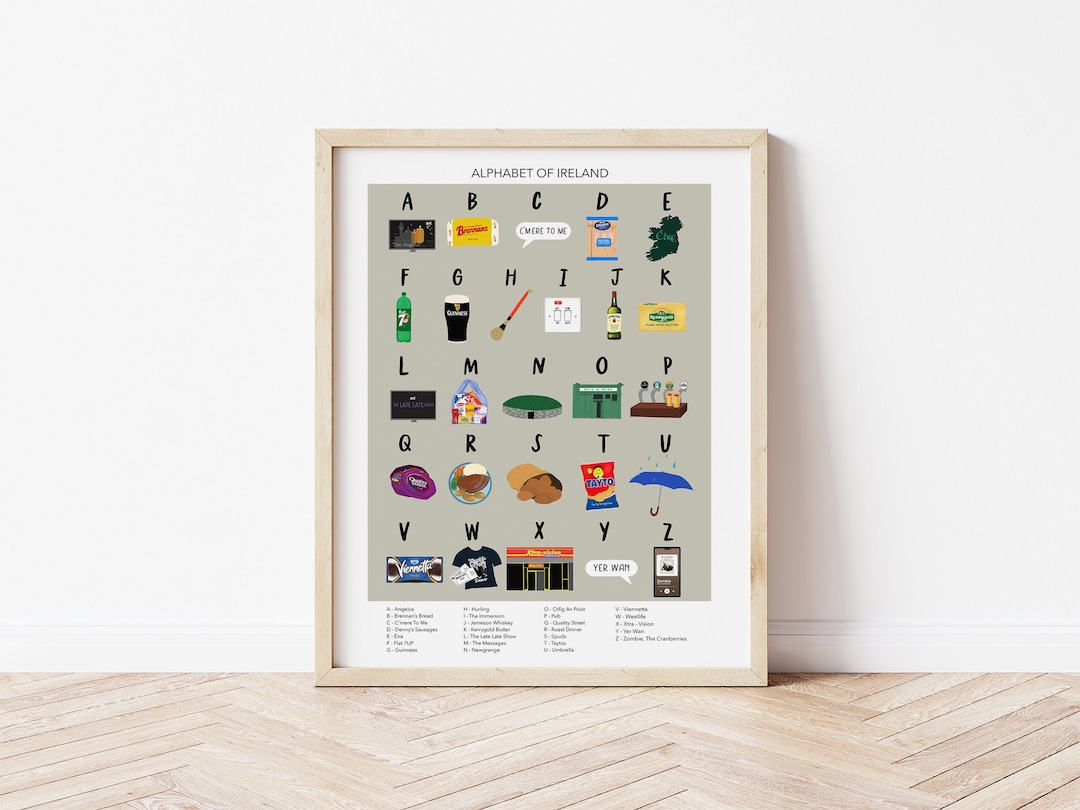 Irish Alphabet Illustration Print, Ireland Poster, Irish Essentials ...