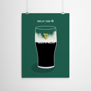 Guinness Illustration Print, Split the G Illustration, Irish Humour ...