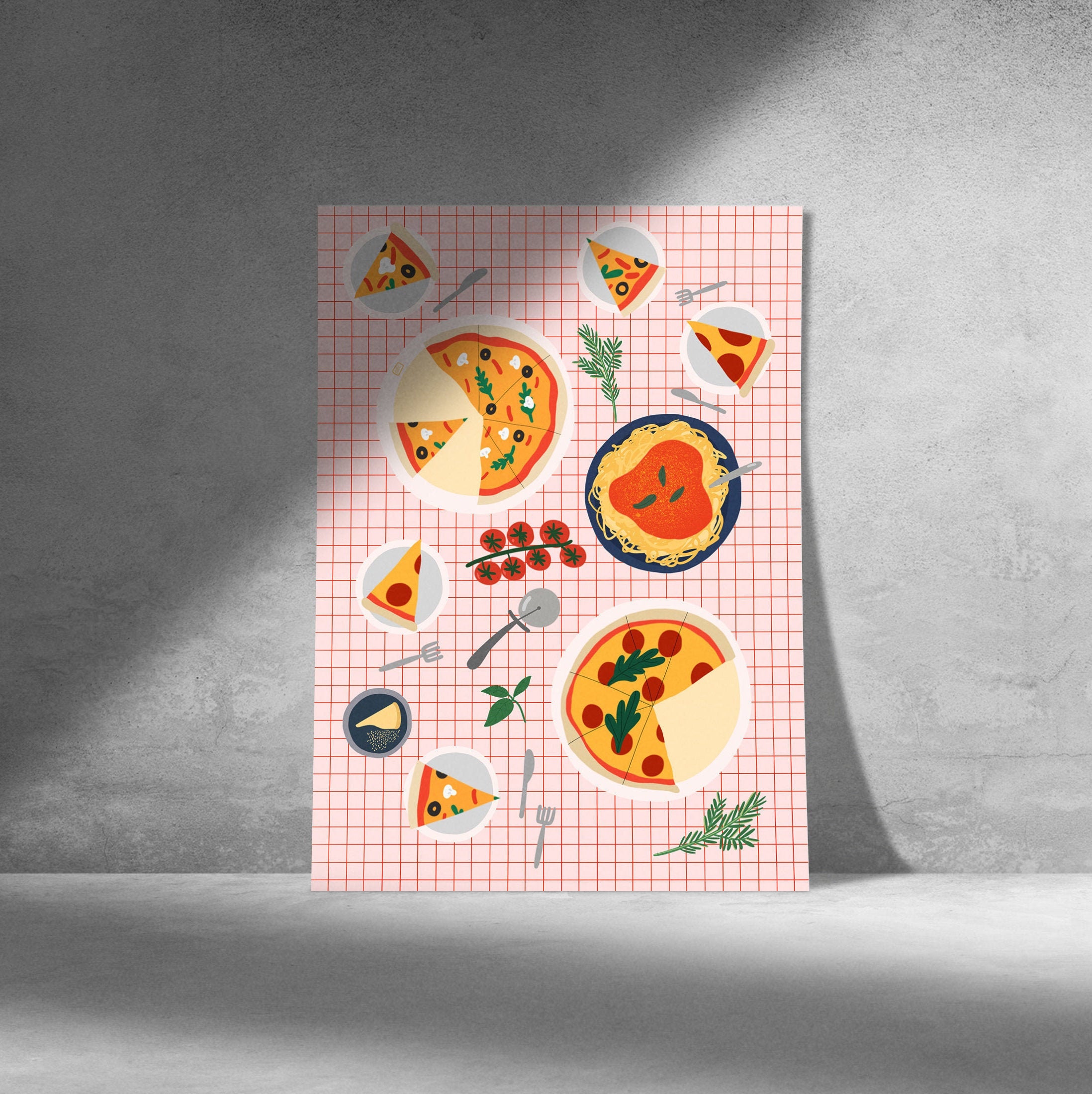Pizza Illustration Print Pizza Art Print Italian Food Art | Etsy