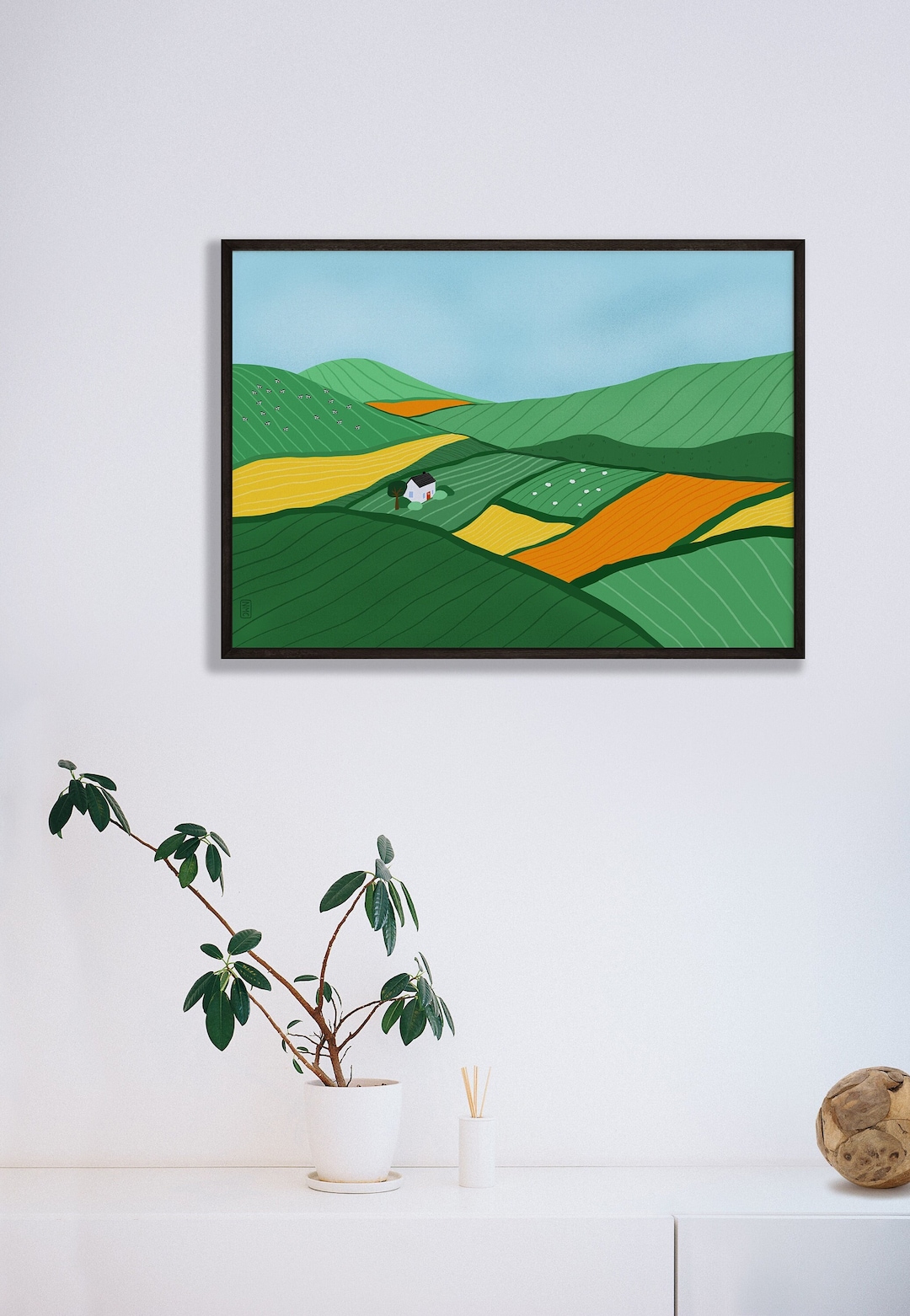 Irish Countryside Illustration Print, Ireland Landscape Art, Irish ...