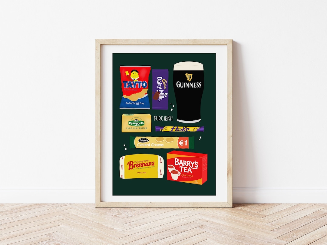 Irish Food Illustration Print, Pure Irish Essentials, Irish Snacks Art ...