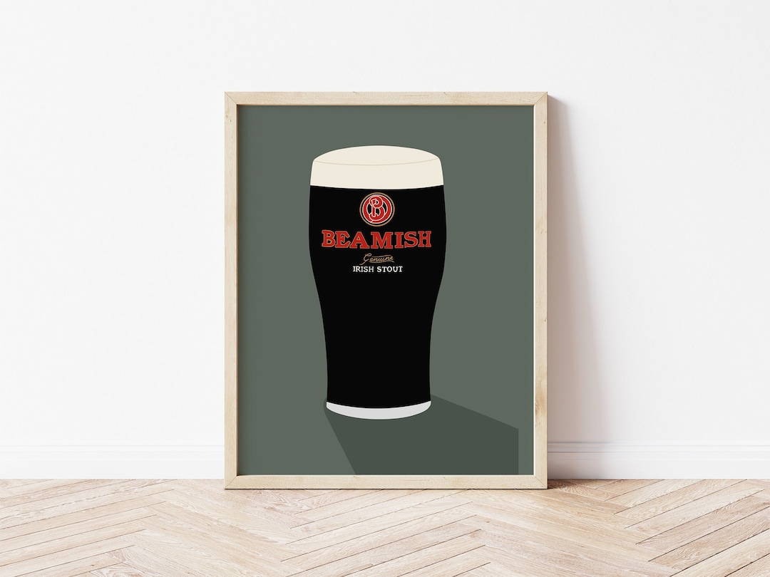 Beamish Pint Illustration Print, Irish Alcohol Drink Art, Bar Artwork ...