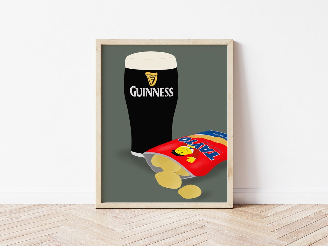 Guinness Illustration Print, Tayto Art Print, Irish Food, Pub Wall Art ...