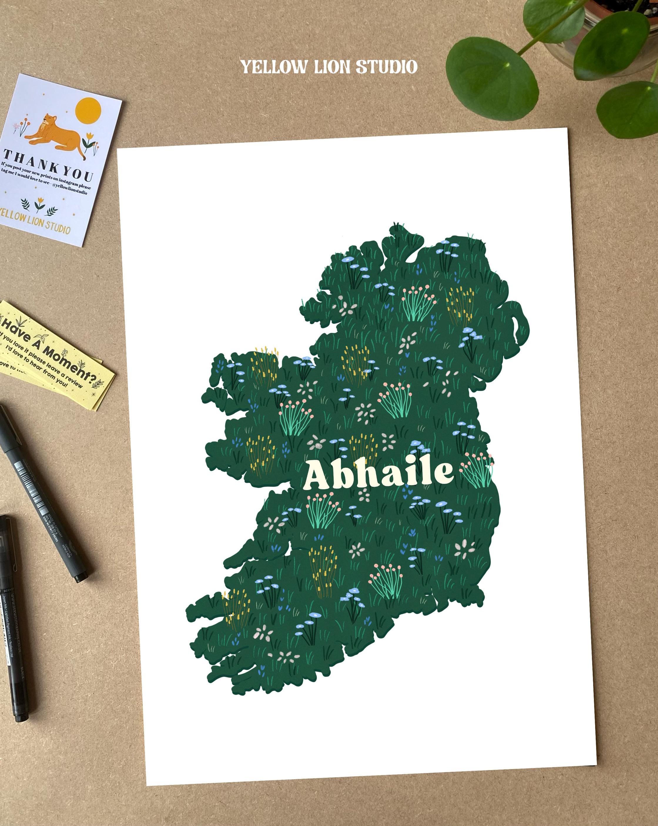 Map of Ireland Print, Illustration Print, Irish Map Wall Art, Abhaile ...