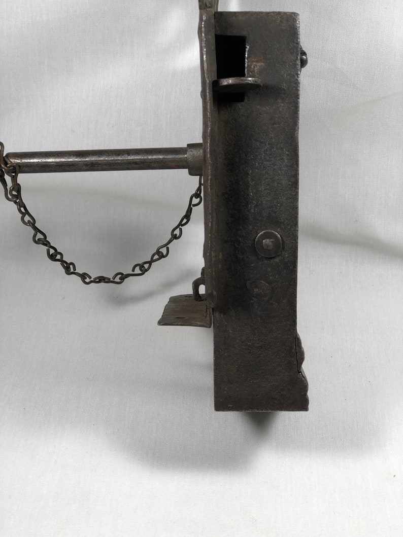 Antique 1700's Ornate Hand Forged Steel Lock & Key - Castle, Church, or ...