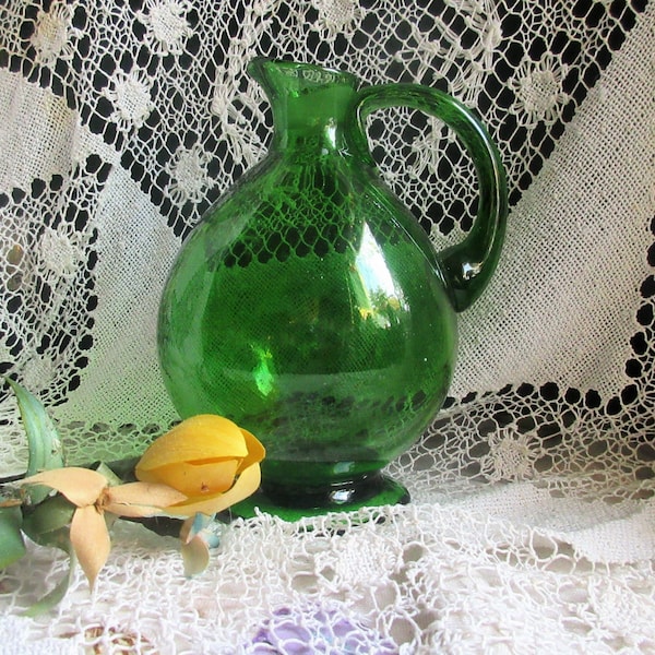 Green Glass Jug - Etsy