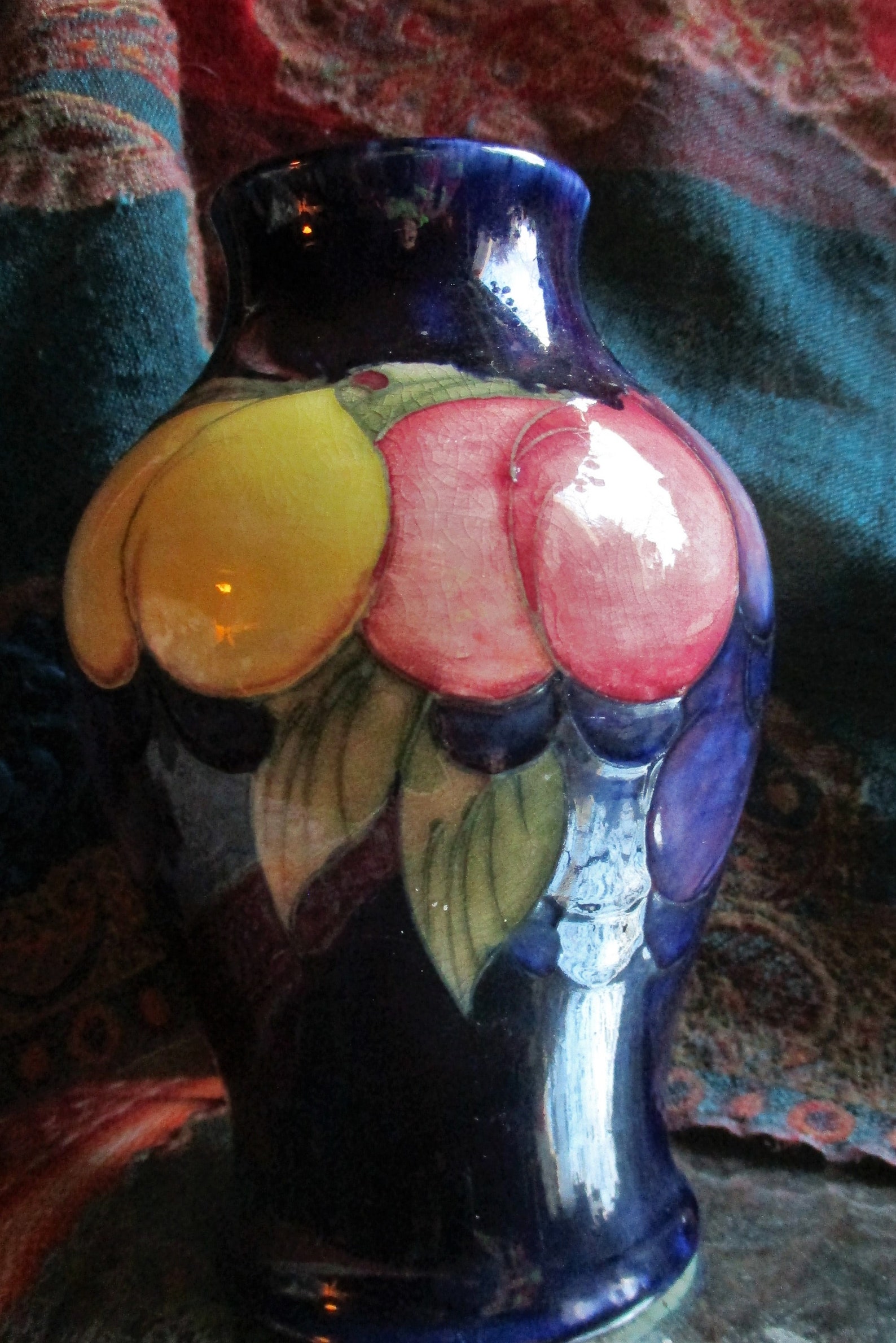 Desirable Moorcraft Pottery Vase, Plum/pomegranate Design, Signed ...