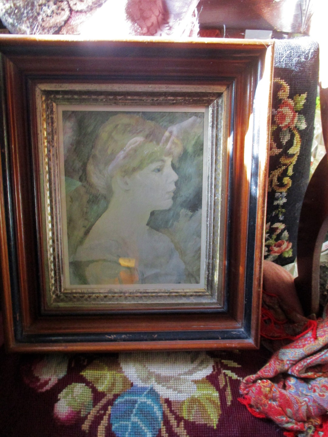 Antique Shadow Frame With Portrait of Woman, 1800's Frame ...