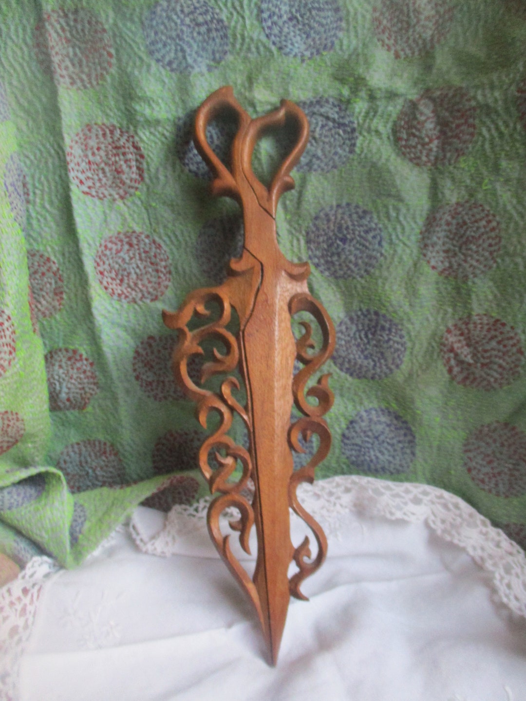 Hand Carved Wooden Tramp Art Scissors, Outside Art, Folk Art, One Piece ...