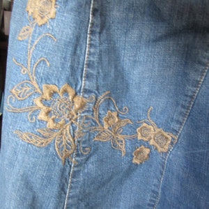 80's Denim Skirt, Gored Styling, Slim Waist, Full Flare,mid Calf ...