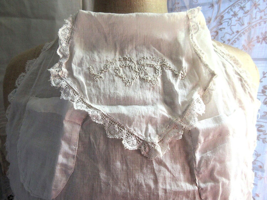 1900's Edwardian Cotton Apron, Small Sized, Hand Embroidered, Front ...