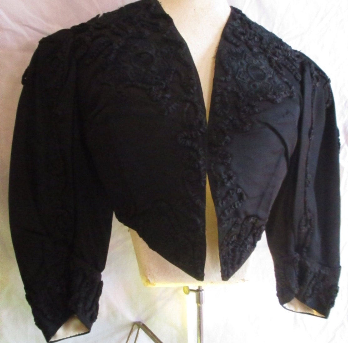 Antique Silk Jacket 1880's Black Soutache Type Trim - Etsy