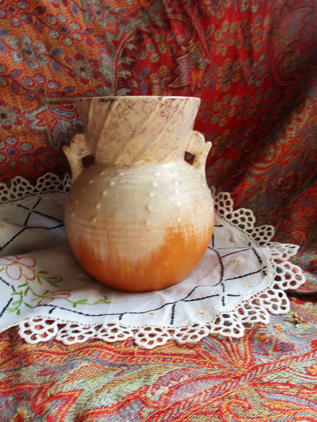 Art Deco Art Pottery Made in England, Round Belly, Trumpet Neck, Creamy ...