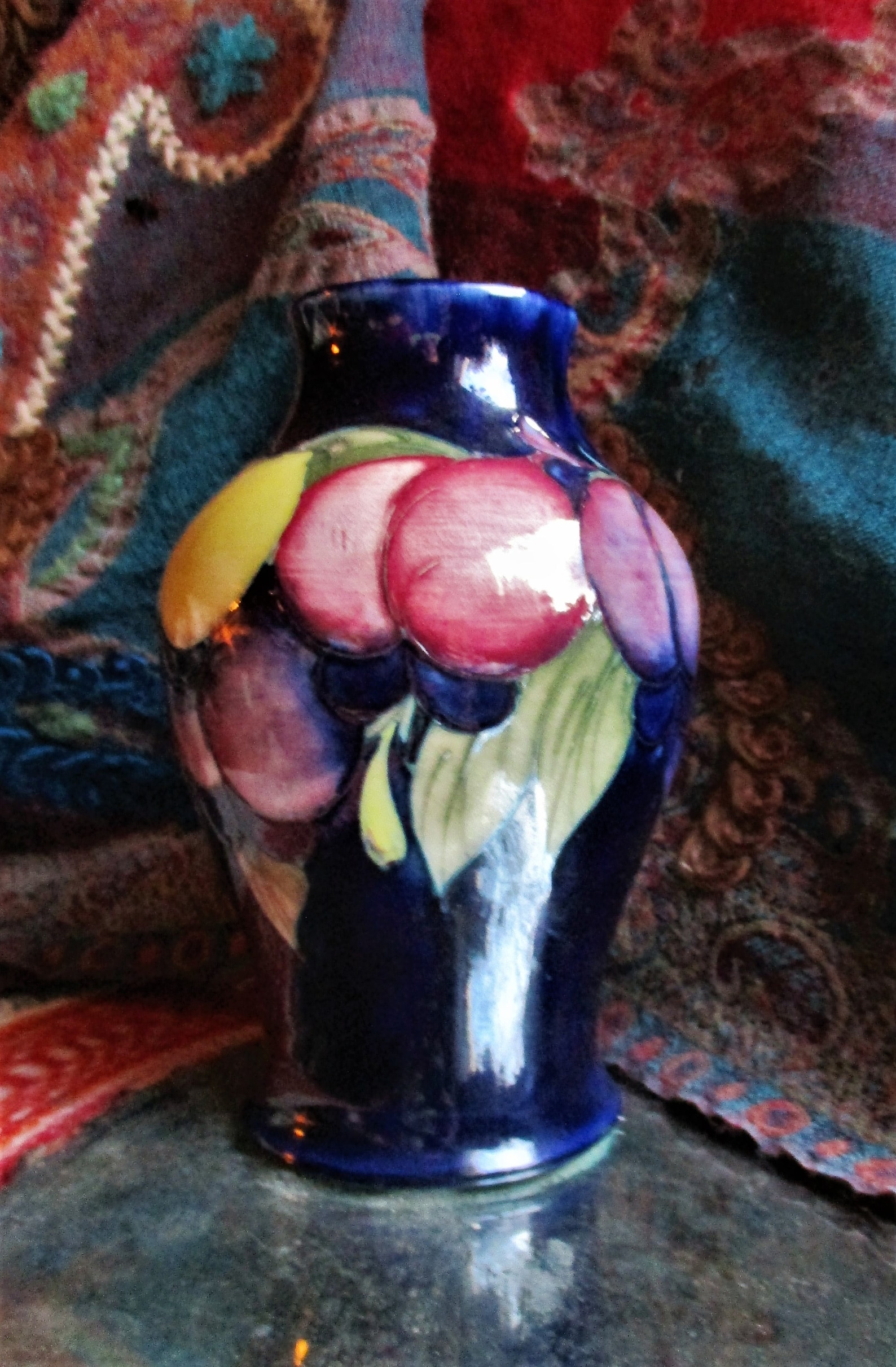 Desirable Moorcraft Pottery Vase, Plum/pomegranate Design, Signed ...