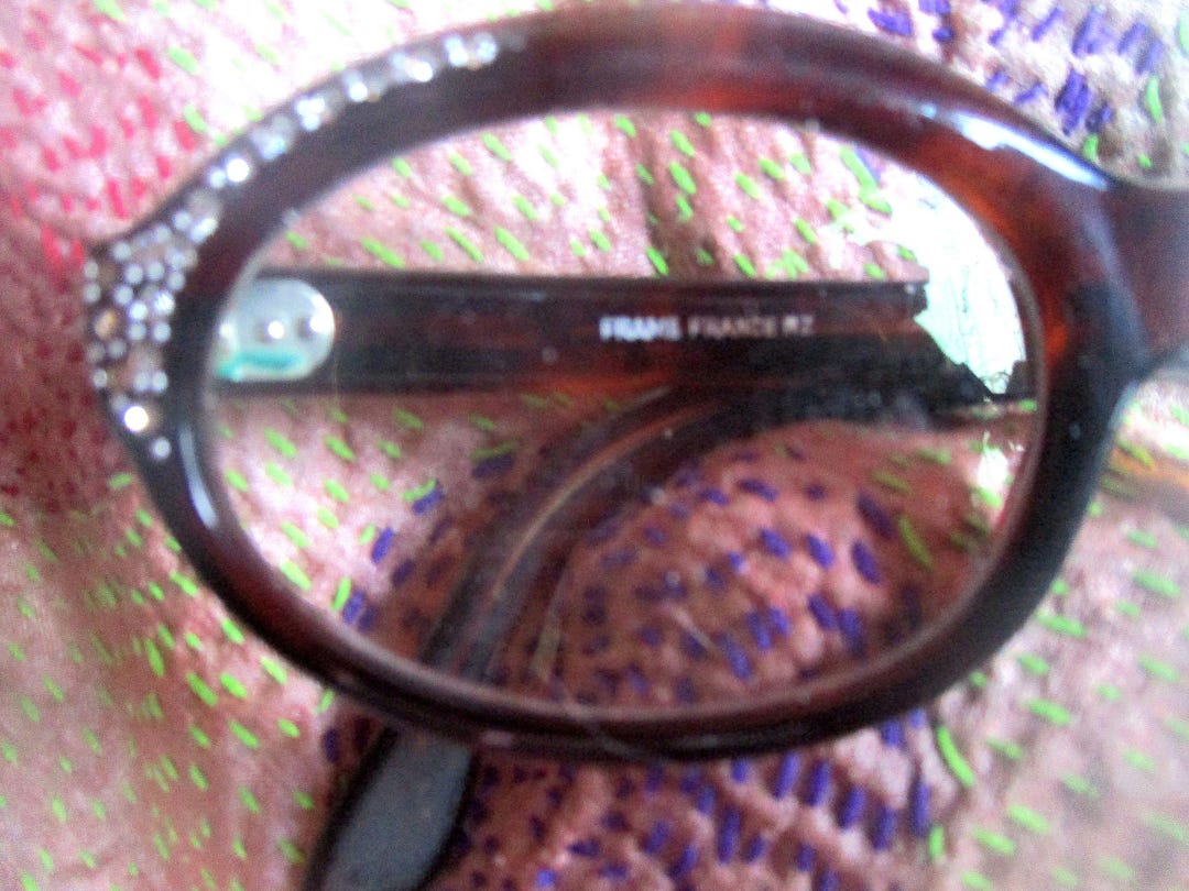 Rhinestone Inlaid Glasses Frames, 90's Vintage, Faux Tortoise Shell ...