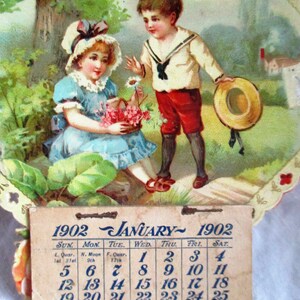 1902 Victorian Merchandising Calendar, Victorian Children in Garden ...