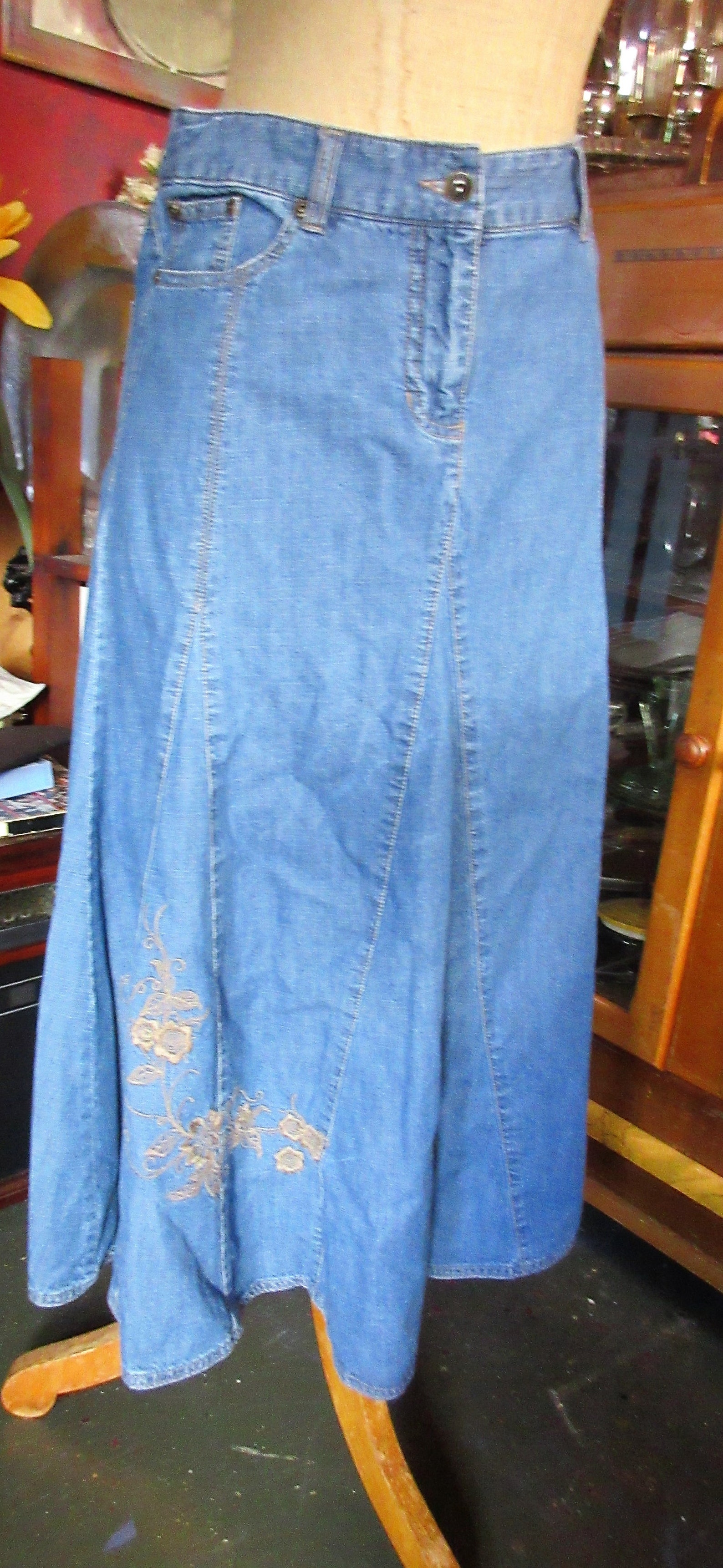 80's Denim Skirt Gored Styling Slim Waist Full - Etsy Canada