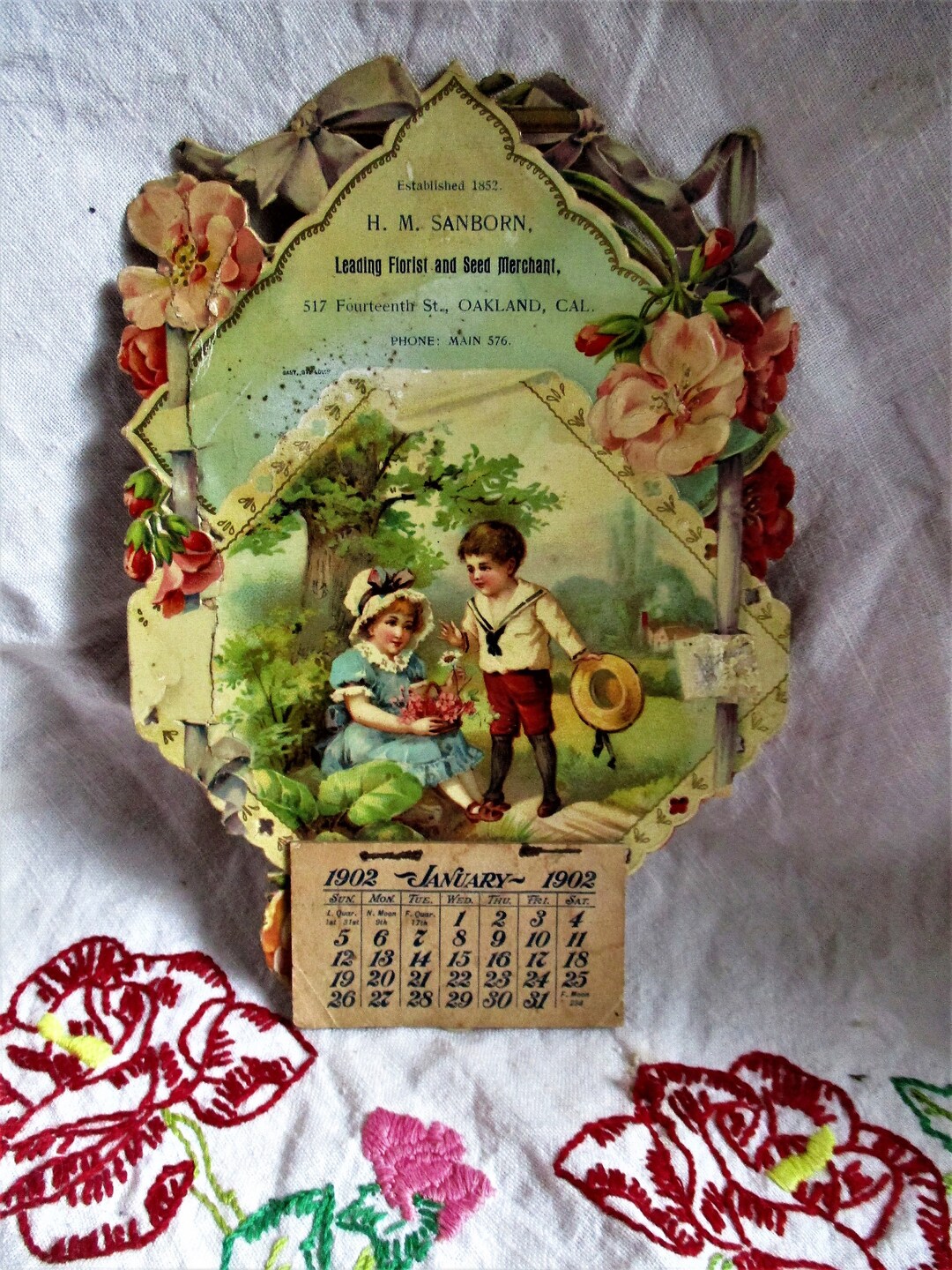1902 Victorian Merchandising Calendar, Victorian Children in Garden ...