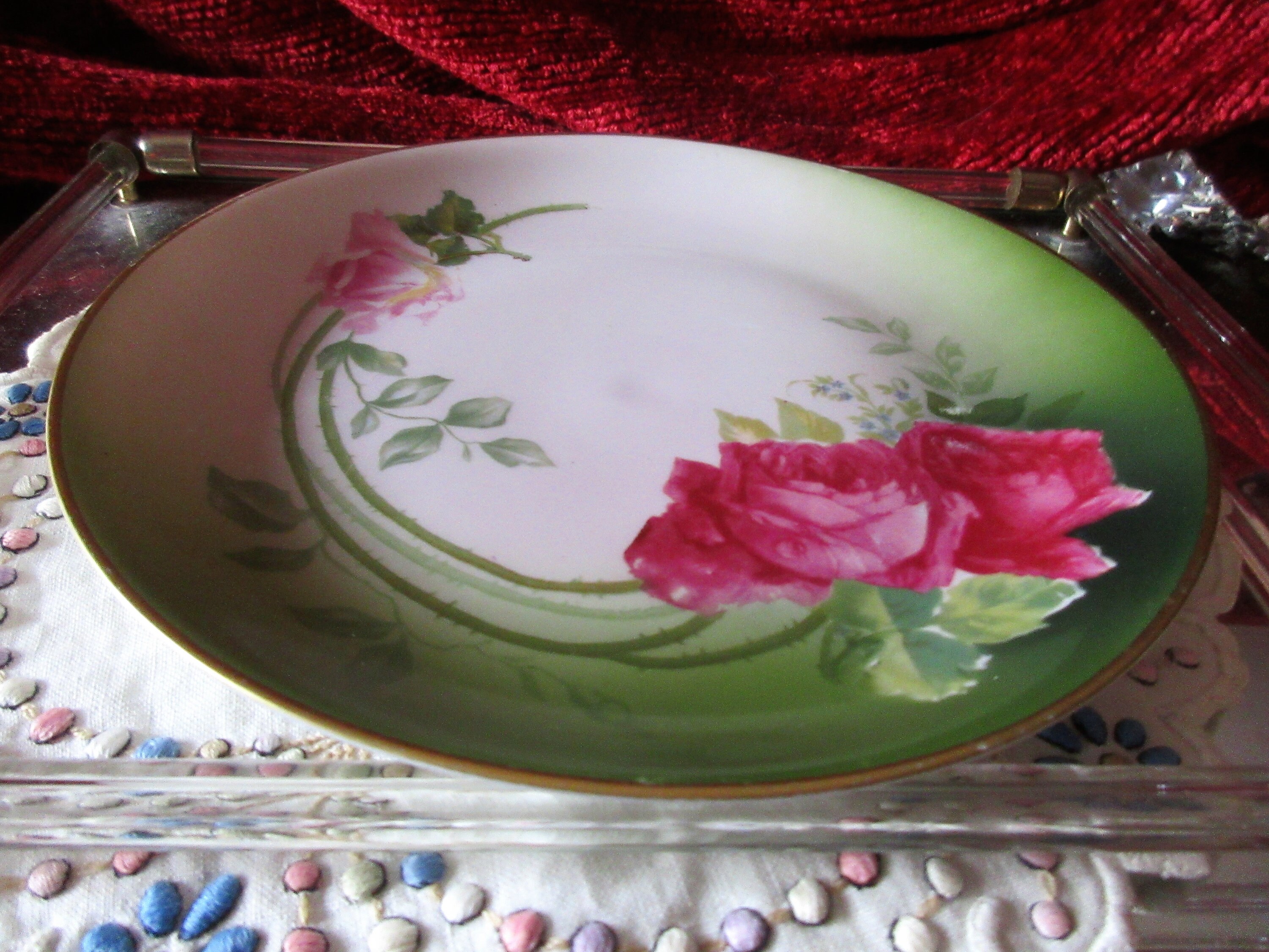 Hand Painted China Plate Bavarian 50's Vintage Rose - Etsy