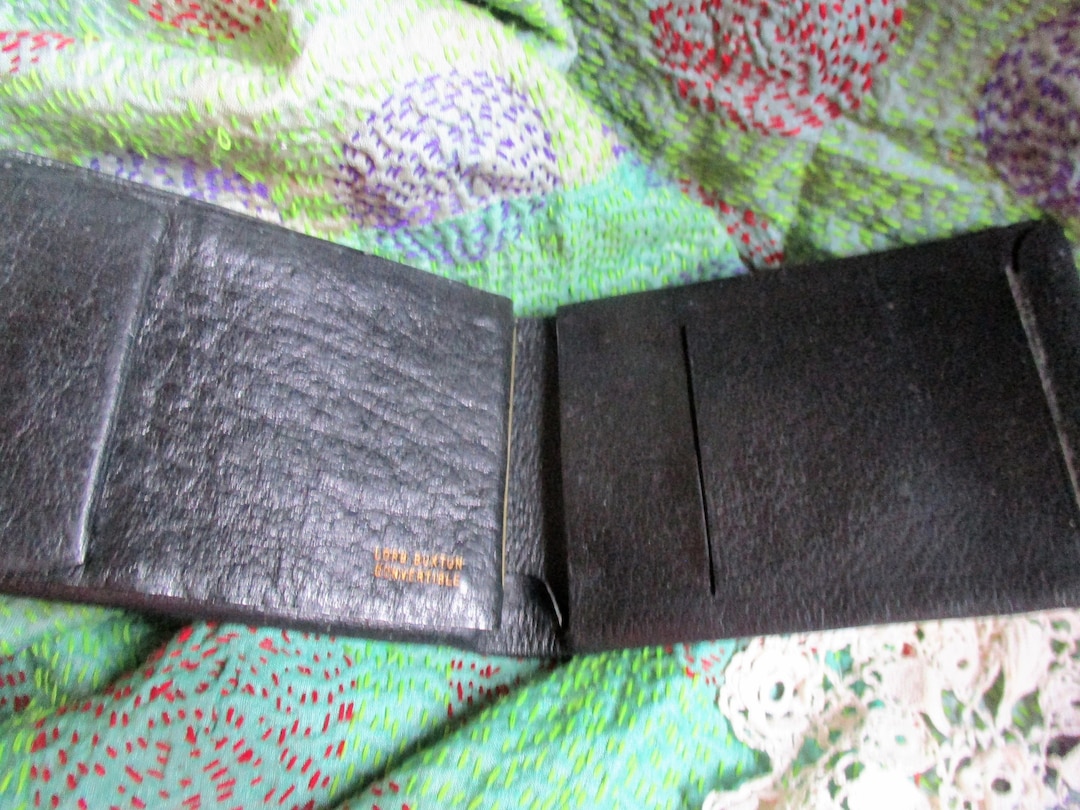 Black Leather Lord Buxton Men's Wallet, 1980's Vintage, Card ...