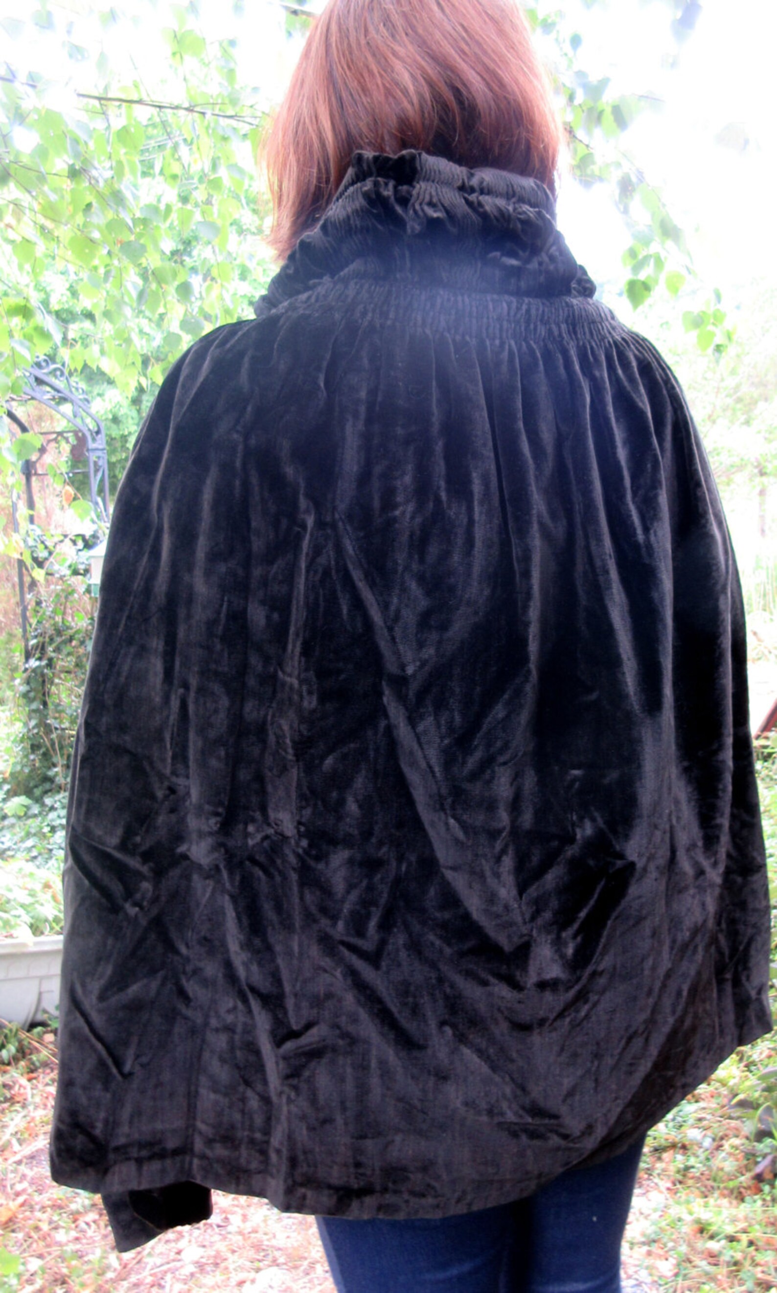 1920's Black Velvet Cape Runched Knee Length High - Etsy Canada