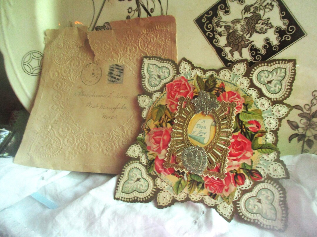 Detailed Victorian Love Card, Lacy, Hearts/flowers,1880's Passion Card ...