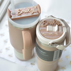 Almond Rose Stanley Ice Flow Flip Name Plates Lid Toppers Taupe Cup ...